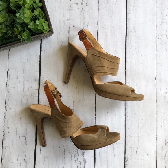 J. Crew | Shoes | J Crew Tan Suede Heels | Poshmark